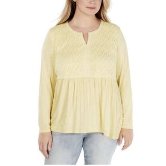 Style & Co. | Tops | New Style Co Lace Bodice Babydoll Peplum Blouse ...